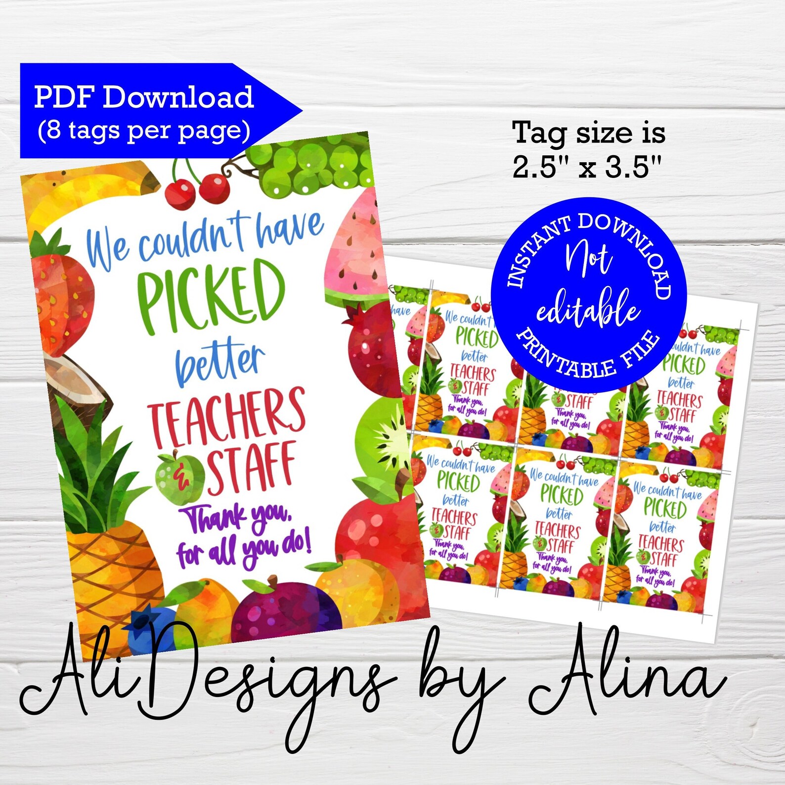 Teacher and Staff Appreciation Tags PRINTABLE Tags INSTANT - Etsy