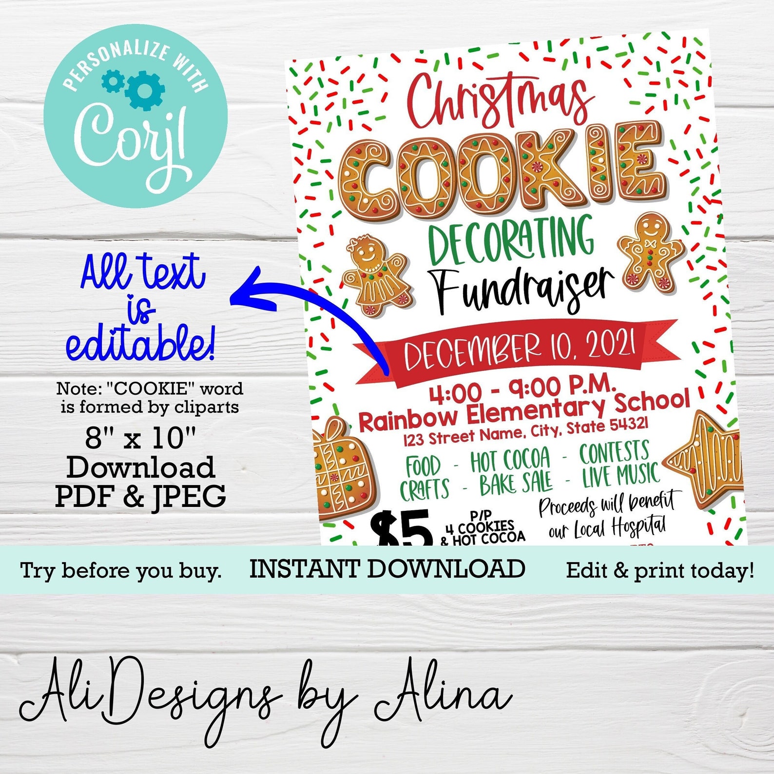 Christmas Cookie Decorating Fundraiser PRINTABLE Flyer Bake - Etsy