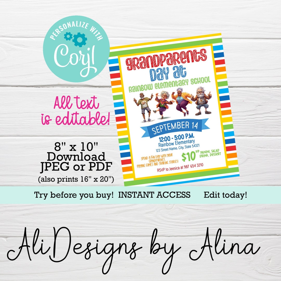 Grandparents Day Flyer, Family Party Invite, Pastries With Grownups ...