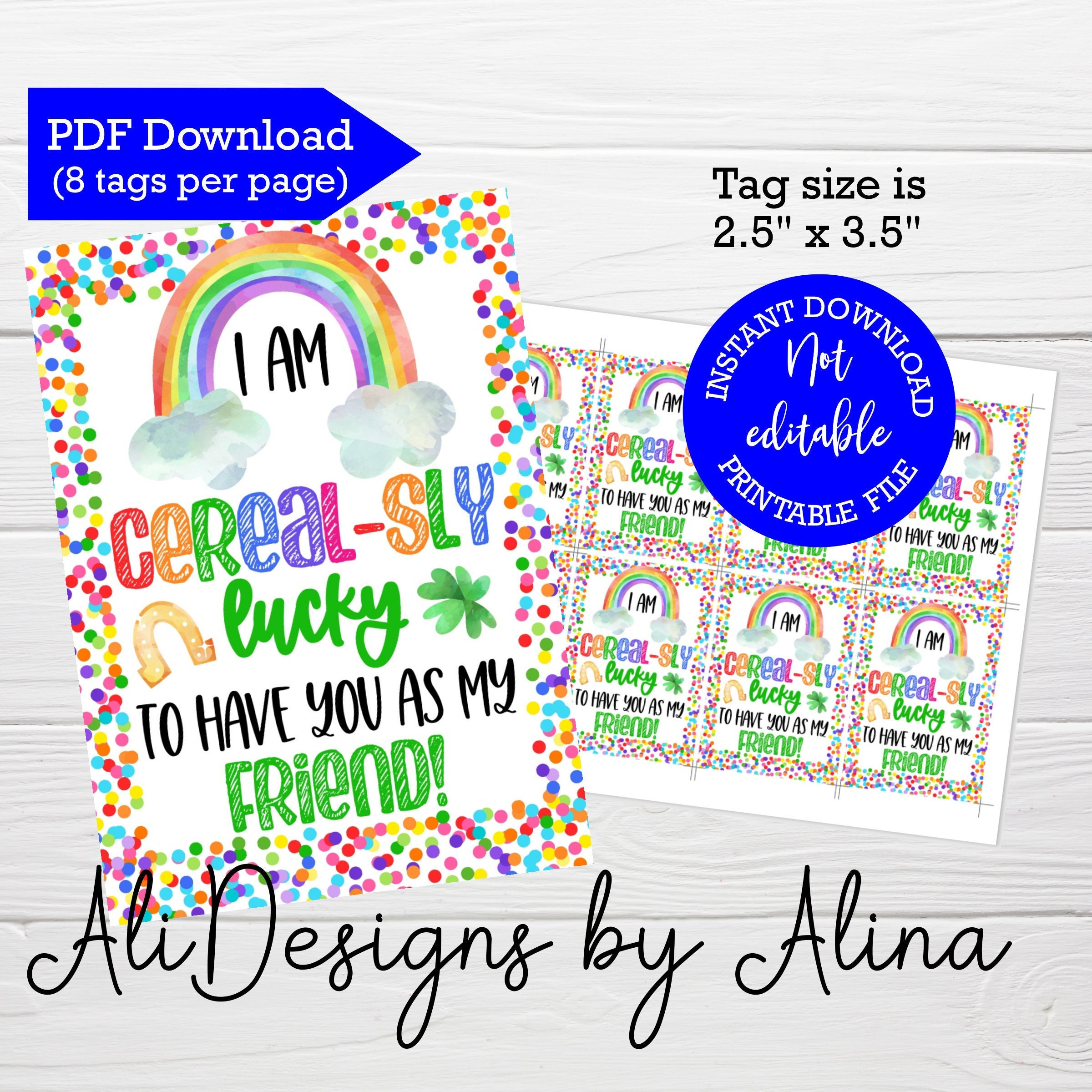 Cerealsly Lucky to Have You as a Friend PRINTABLE Tags, Instant ...