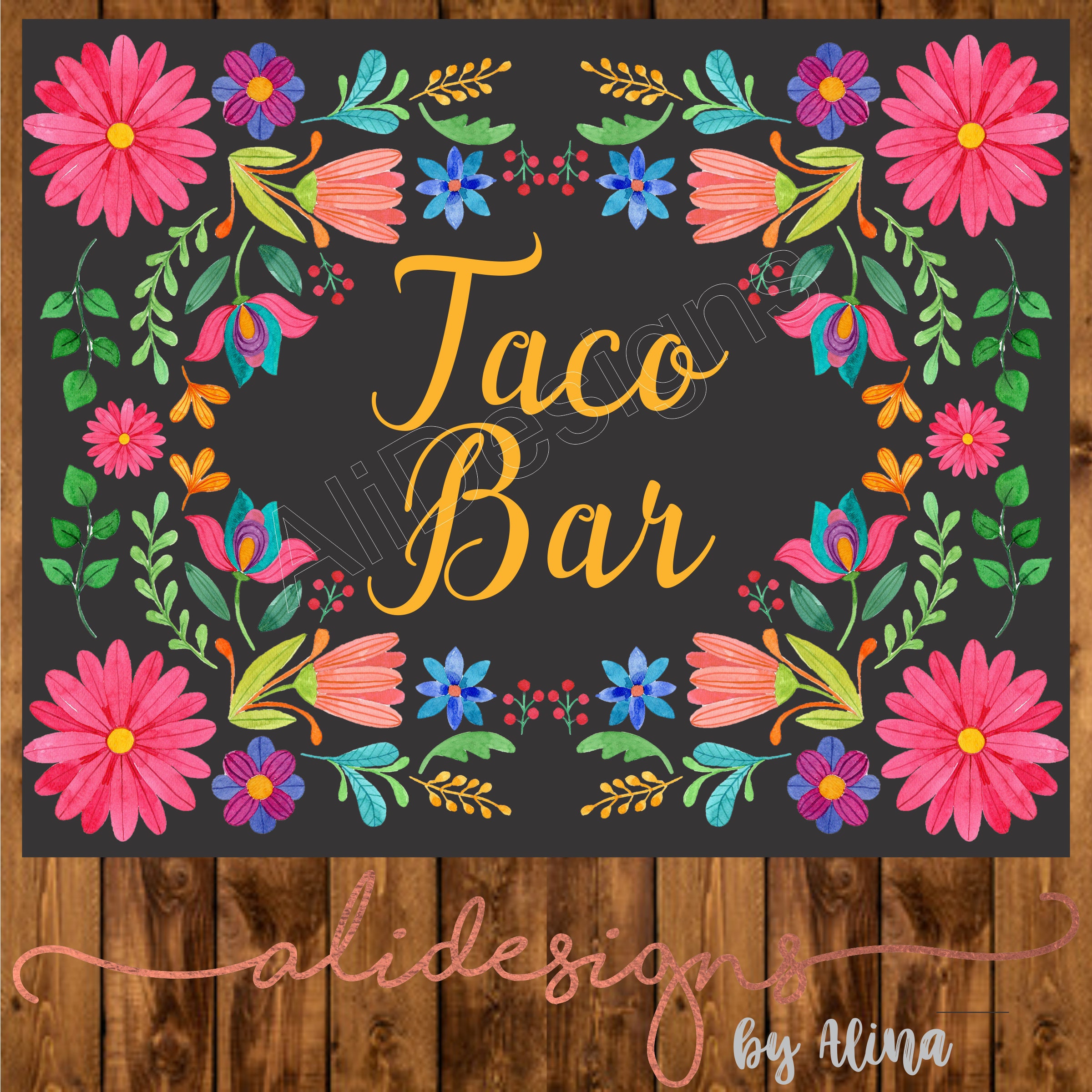 Printable Taco Bar Signmexican Inspired DIGITAL DOWNLOAD | Etsy