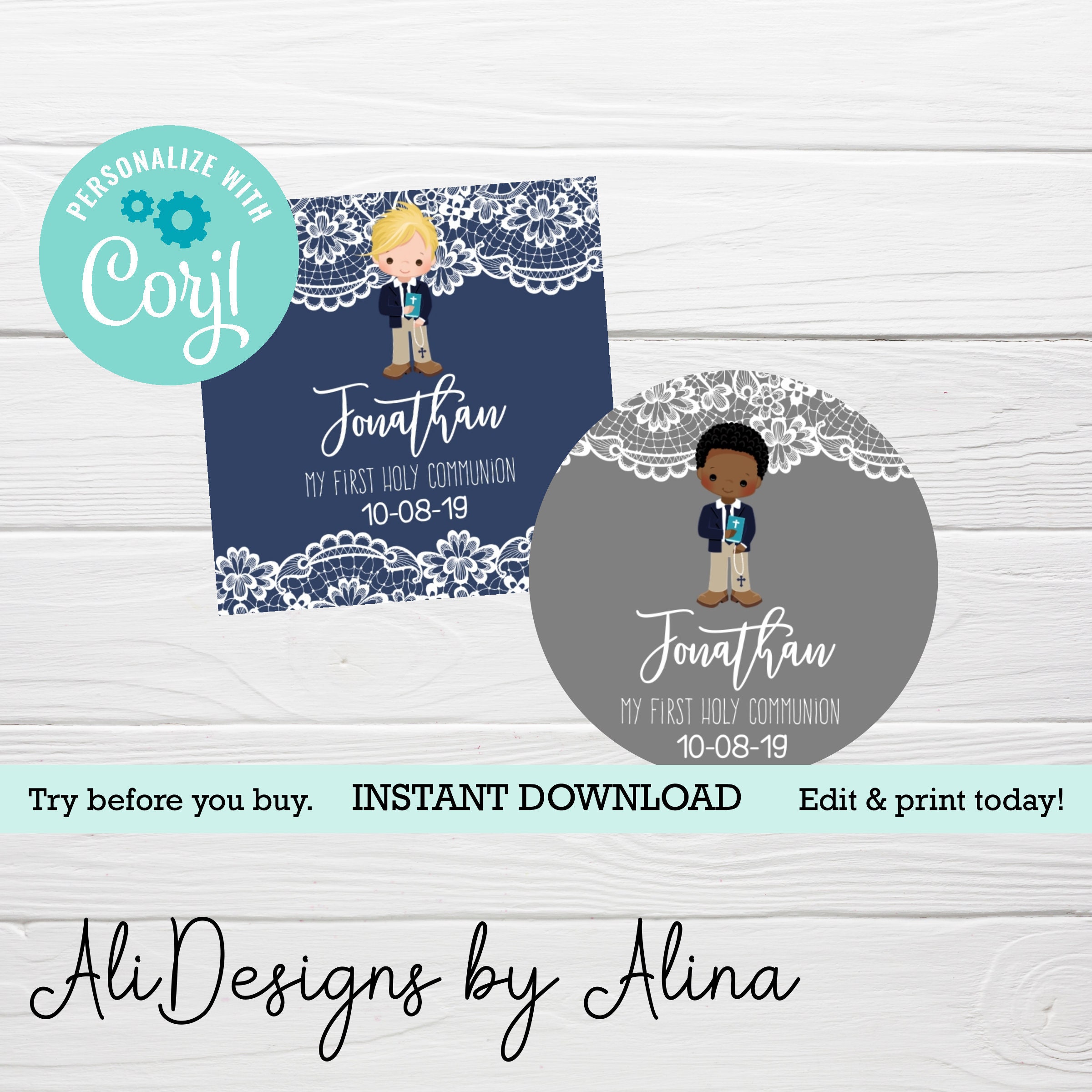 Communion Party Favors First Communion Boy Instant Download Holy ...