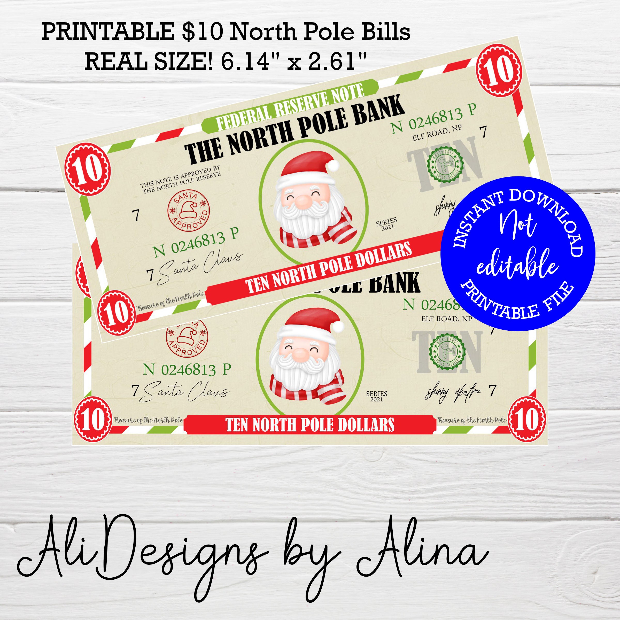 Christmas Cash PRINTABLE Play Money North Pole Money Santa - Etsy