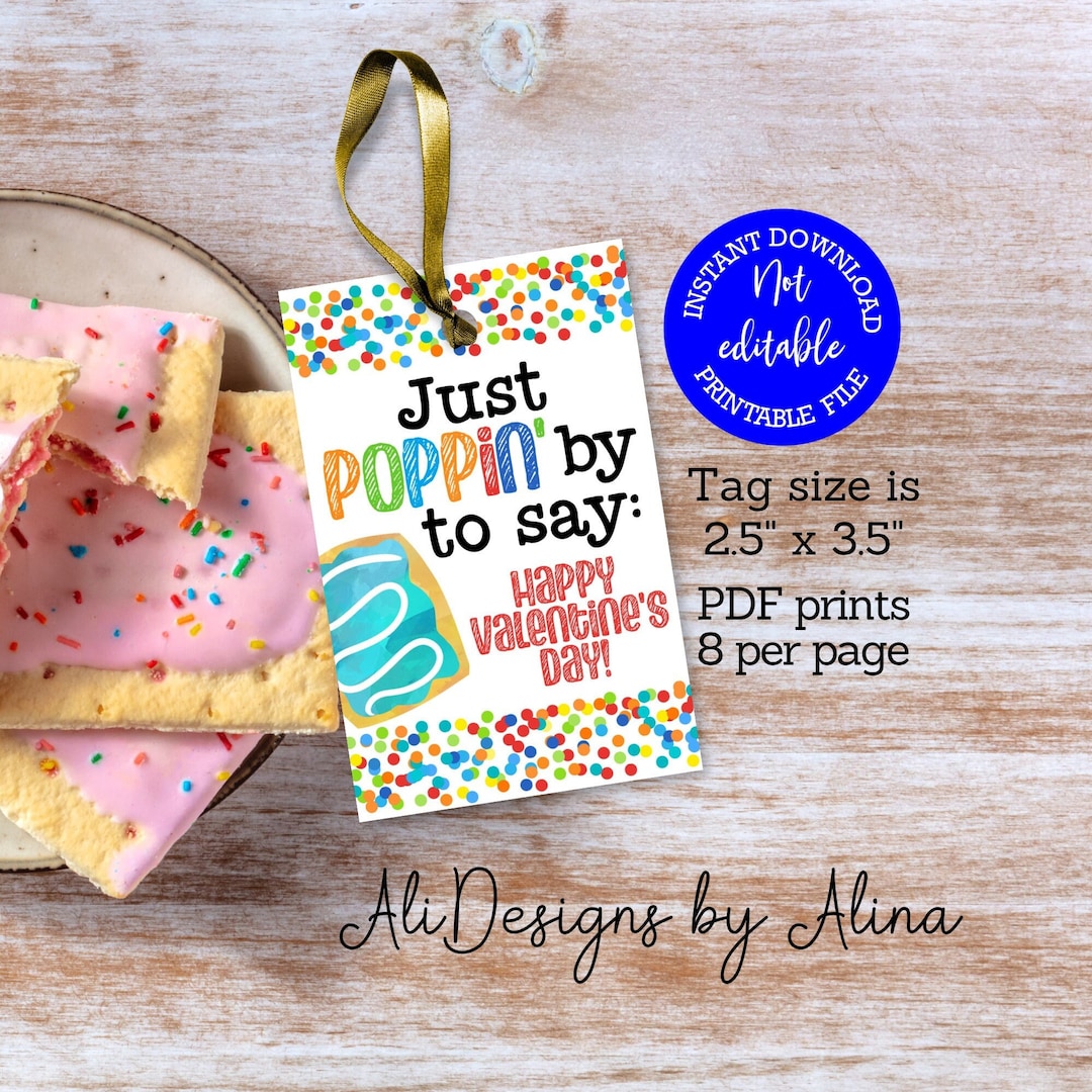 Poppin by Valentine Tag, PTA PTO Gift, Treats for Friends, School ...