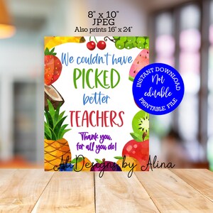 We Couldn't Have Picked Better Teachers, PRINTABLE Sign, Sunshine Cart ...
