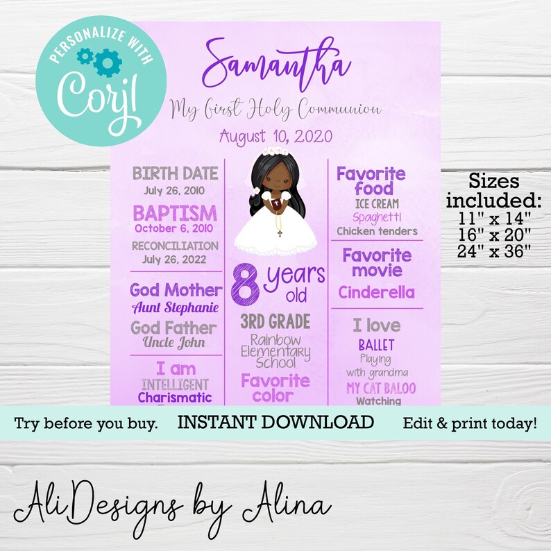Editable Board for First Holy Communion PRINTABLE Poster for - Etsy