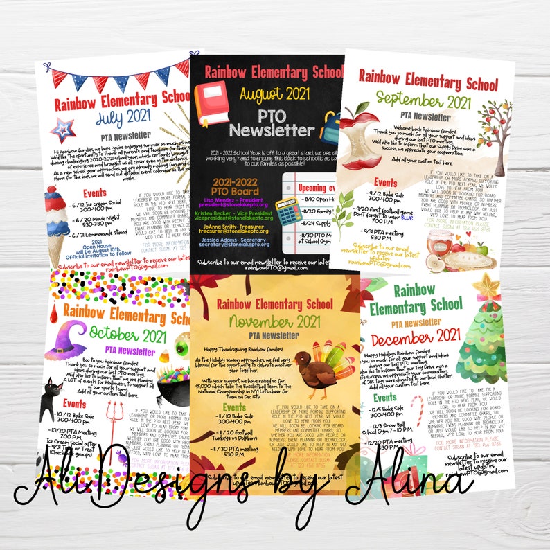 Monthly Newsletter EDITABLE Yearly Newsletter Bundle PTA | Etsy