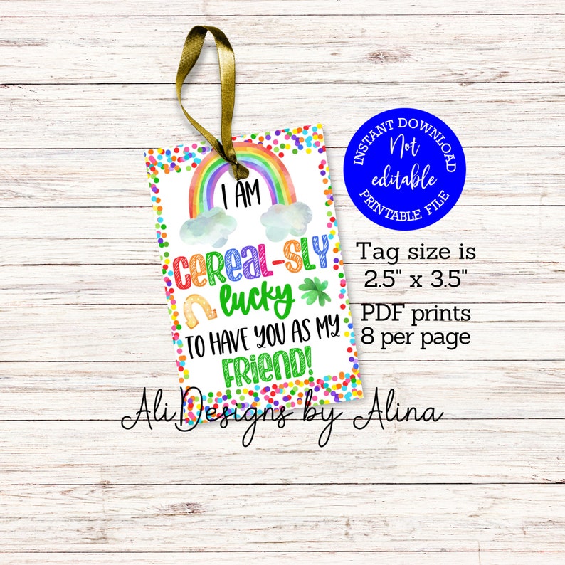Cerealsly Lucky to Have You as a Friend PRINTABLE Tags, Instant ...