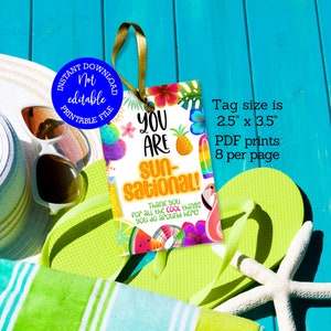 You Are Sunsational PRINTABLE Tags, Teacher Staff Appreciation Week ...