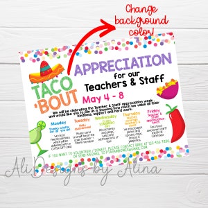 Teacher & Staff Appreciation Week Flyer, Mexican Week, EDITABLE ...