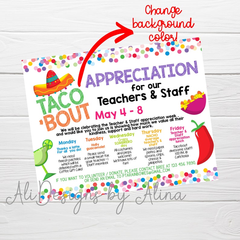 Teacher & Staff Appreciation Week Flyer EDITABLE Template | Etsy