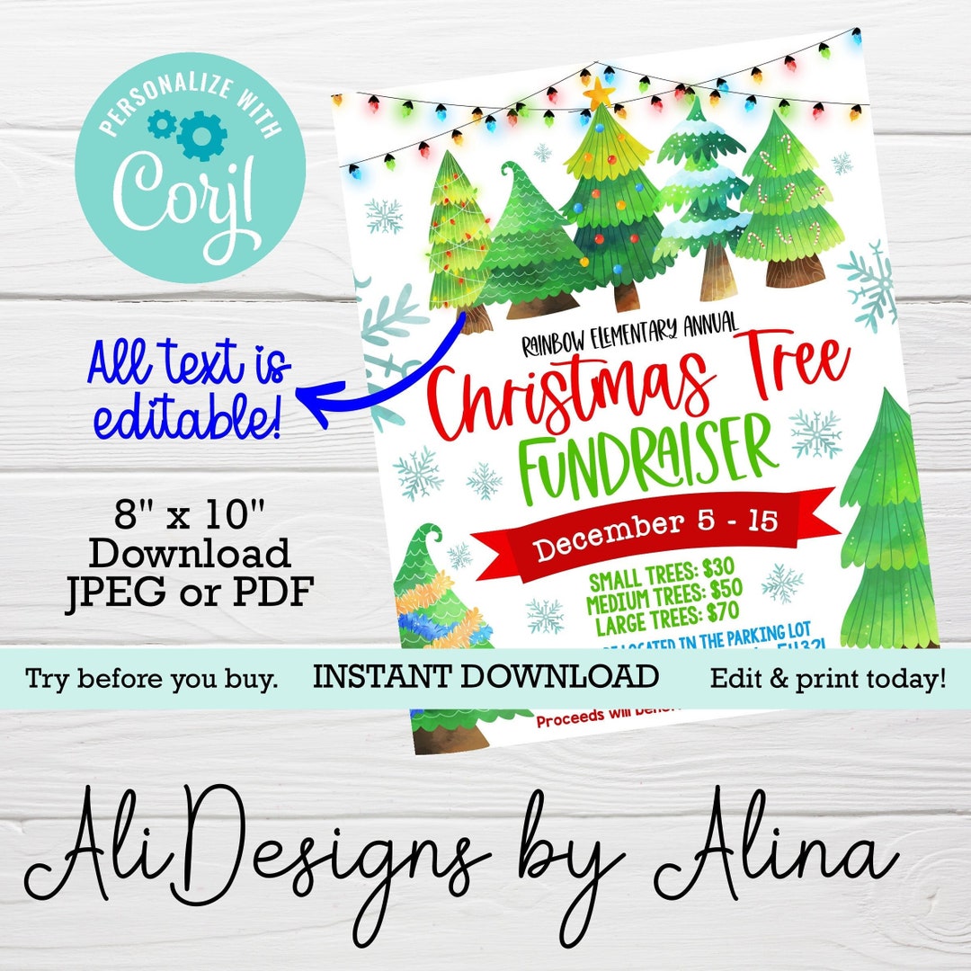 Christmas Tree Fundraiser Flyer, EDITABLE Template, Holiday Bazaar ...