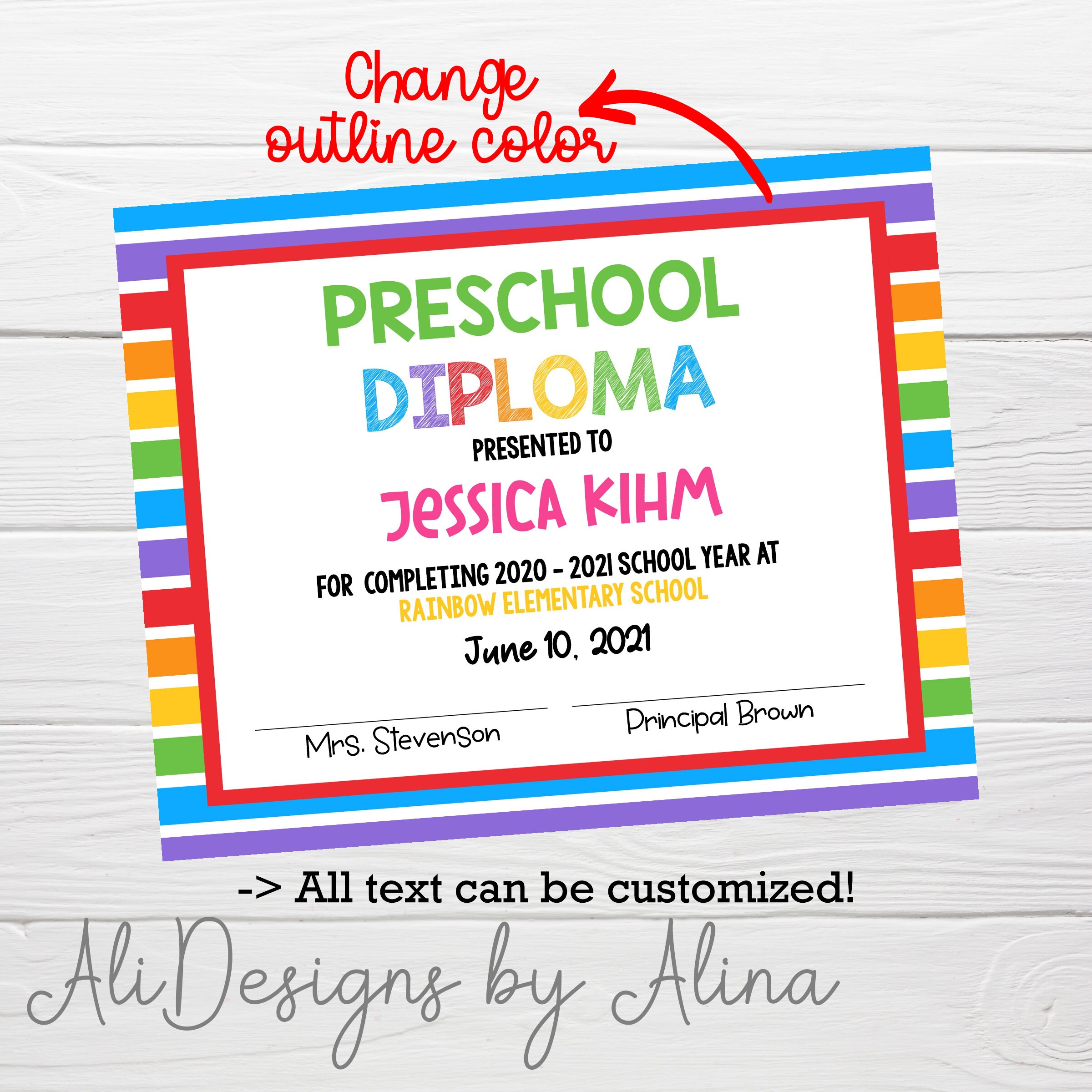 Editable Diploma Template Certificate of Completion - Etsy Canada