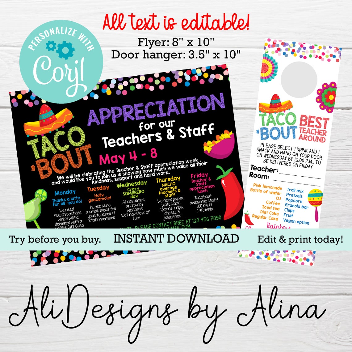 Teacher & Staff Appreciation Week EDITABLE Bundle Itinerary - Etsy