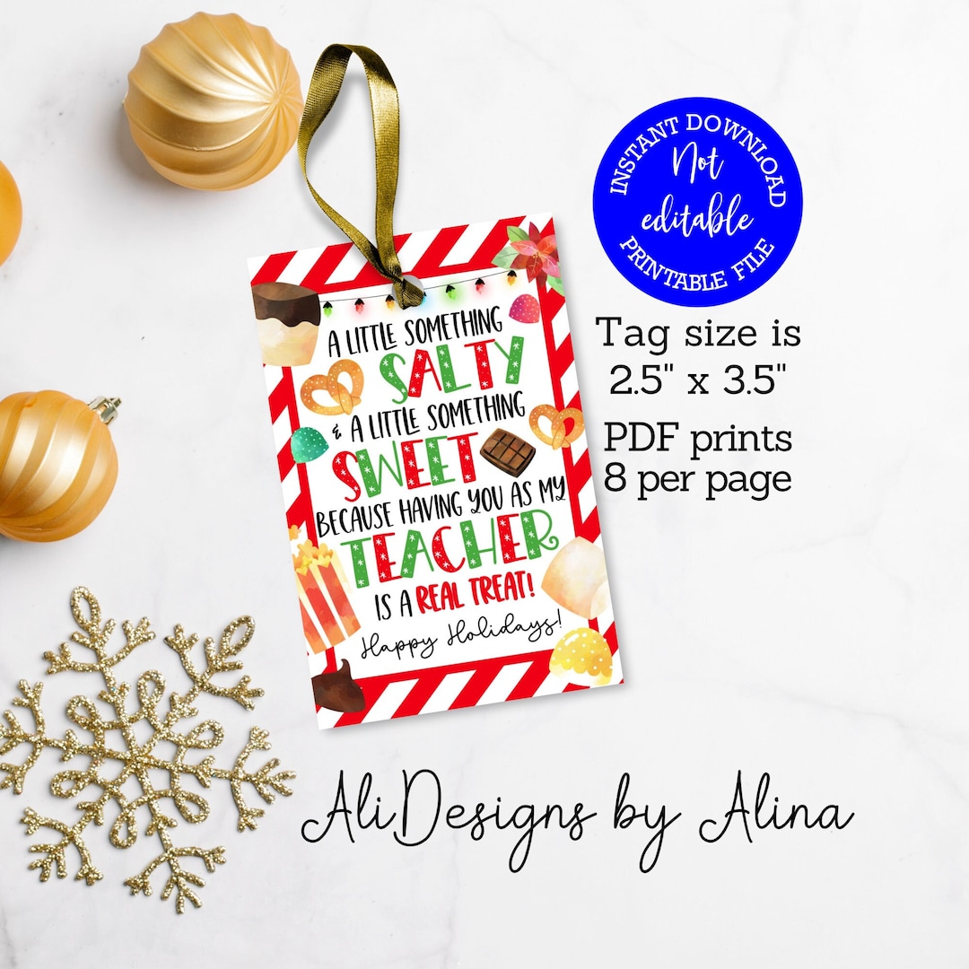 Tag for Christmas Snack Mix, Sweet and Salty Tags for Teacher, Teacher ...