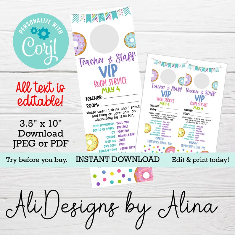 Teacher & Staff Appreciation Week Flyer and Door Hanger Donut | Etsy