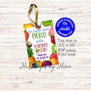 Teacher and Staff Appreciation Tags, PRINTABLE Tags, INSTANT Download ...