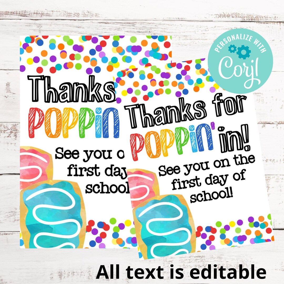 Thanks for Poppin In, Editable Tag, Toaster Pastry, Popping by Tag ...