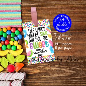 Valentine's Day Tag for Sour Candy, Kids Valentine Cards, Don't Be Sour ...