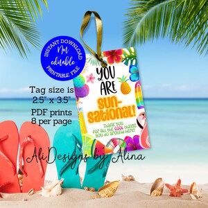 You Are Sunsational PRINTABLE Tags, Teacher Staff Appreciation Week ...