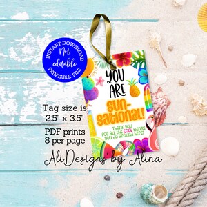 You Are Sunsational PRINTABLE Tags, Teacher Staff Appreciation Week ...