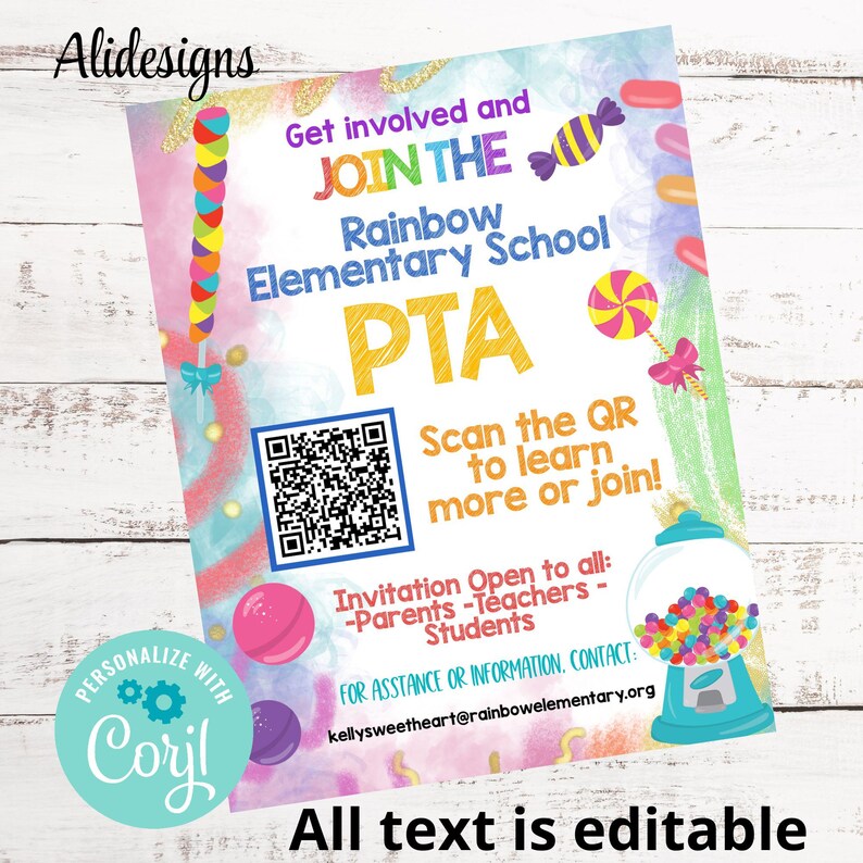PTA PTO Recruitment Flyer With QR Code, Editable Volunteer Handout ...