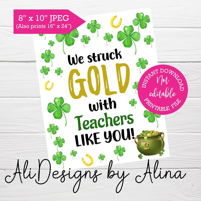 Teacher Appreciation, St. Patrick's Day, Printable Sign, PTA PTO, We ...