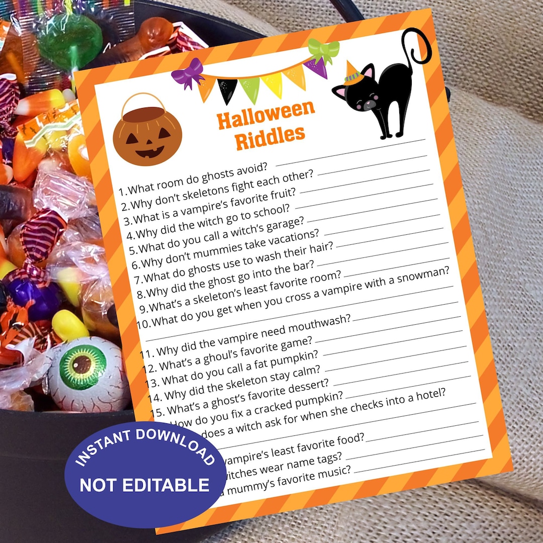 Halloween Riddles Game, Instant Download, Halloween Party Game for Kids ...