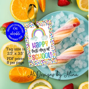Happy Last Day of School, PRINTABLE Favor Tags, Instant Download, End ...