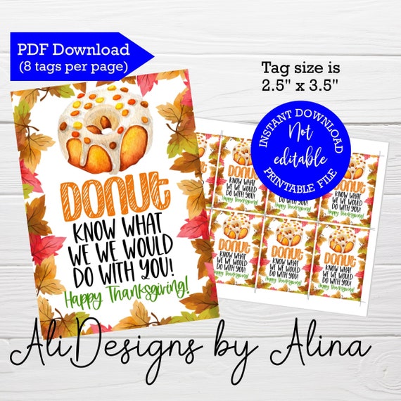 Donut Know What We Would Do Without You PRINTABLE Tags - Etsy