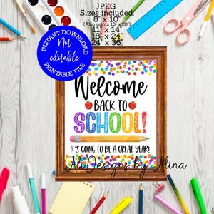 Welcome Back to School Printable Sign INSTANT Download, Welcome Sign ...