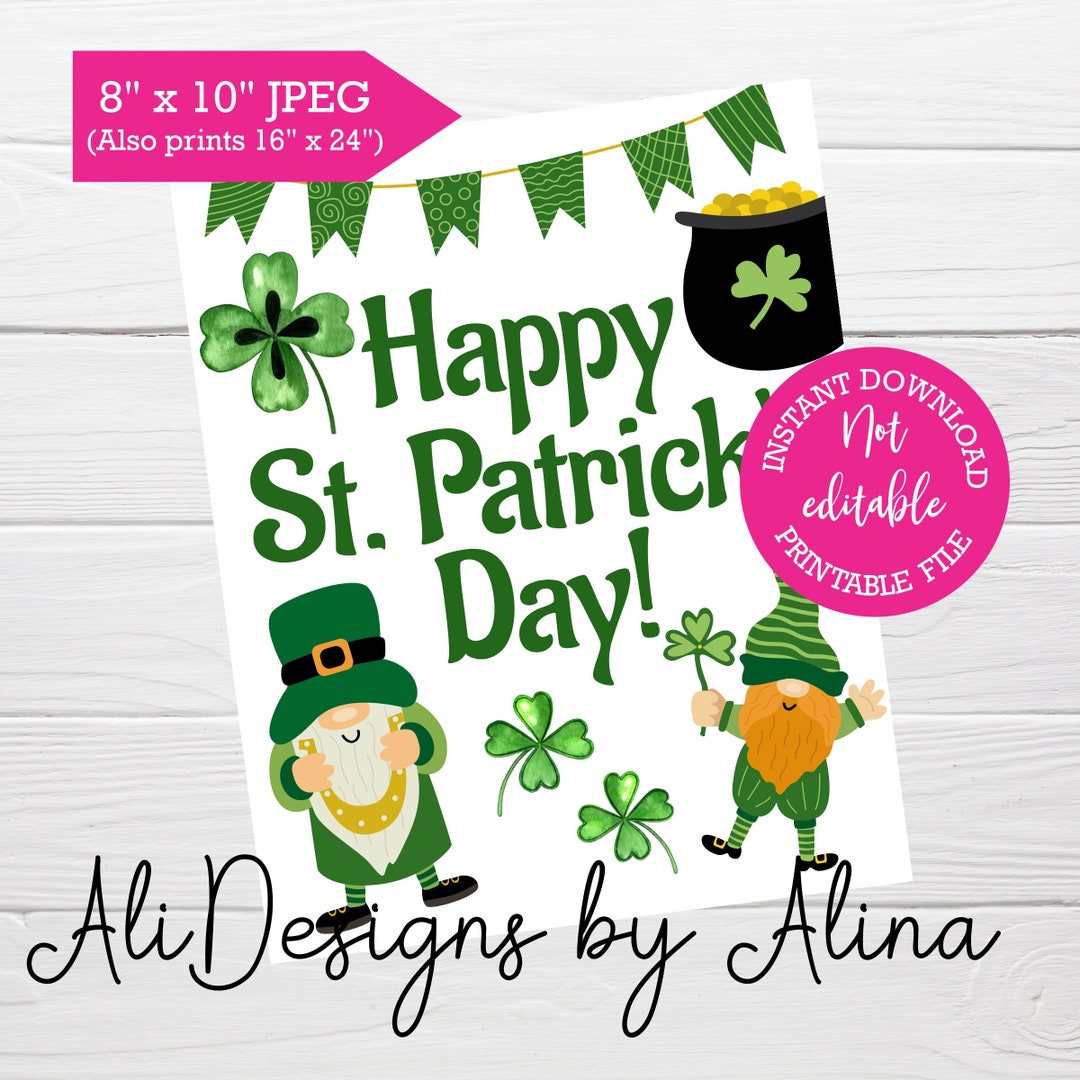 Happy St. Patricks Day Printable Sign, INSTANT Download Sign, Thanks a ...