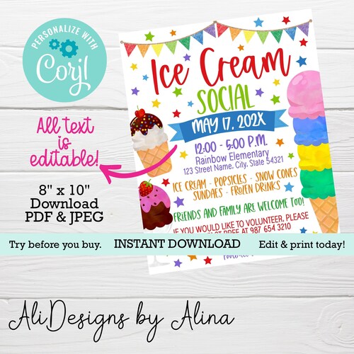 Ice Cream Flyer Teacher Appreciation Week Ice Cream Social - Etsy