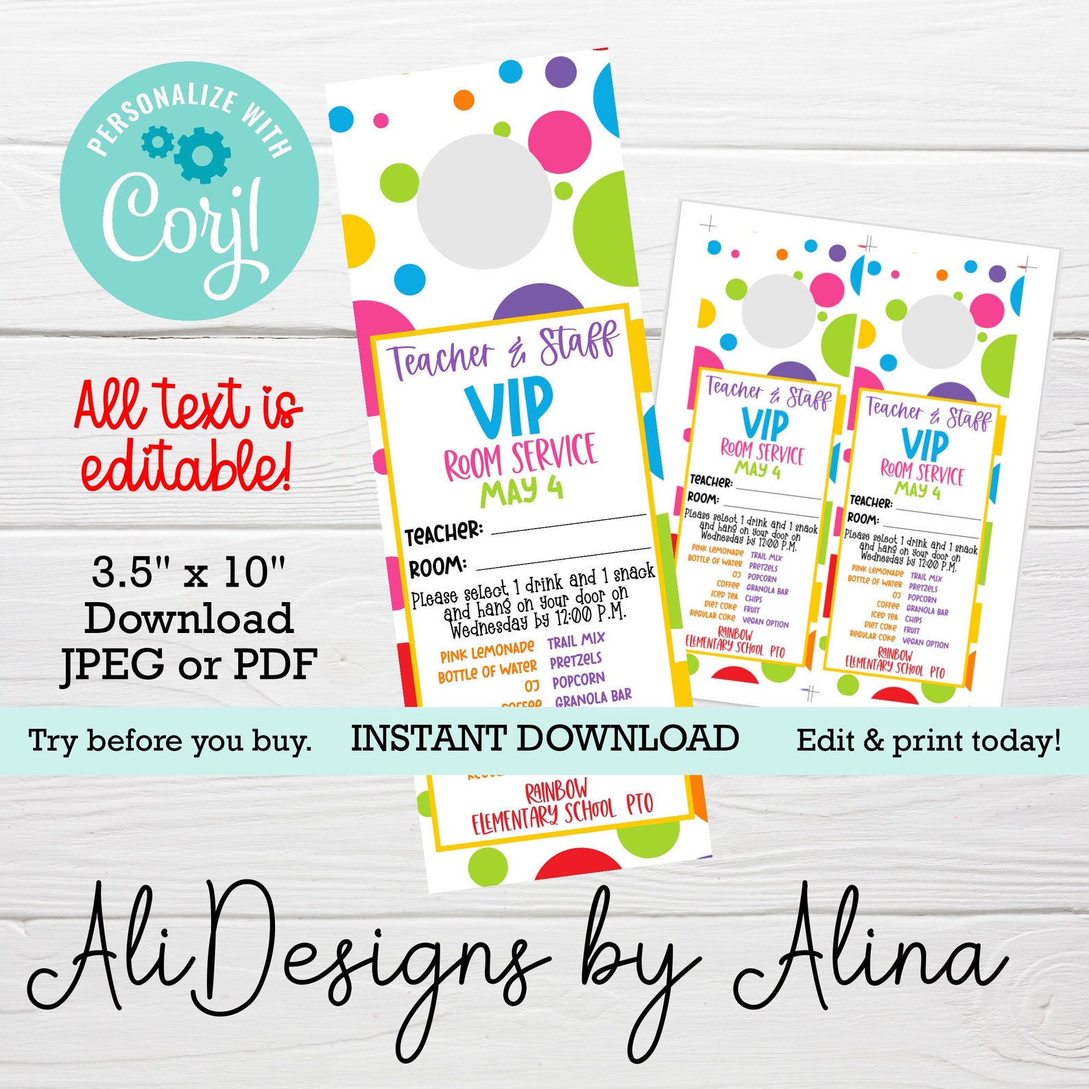 Room Service Door Hanger Teacher & Staff Appreciation Week - Etsy