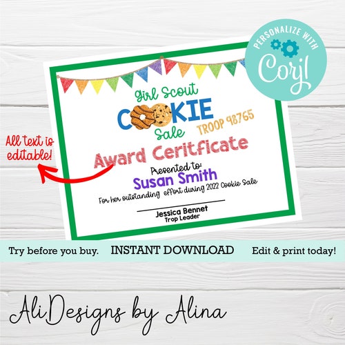 Girl Scout Volunteer Appreciation Certificate Printable PDF - Etsy