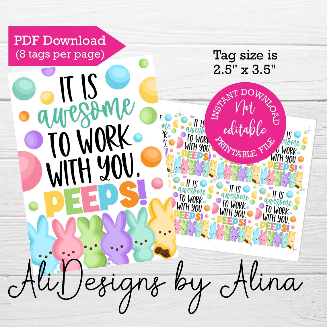Easter Tags for Coworkers, It is Awesome to Work With You PEEPS ...