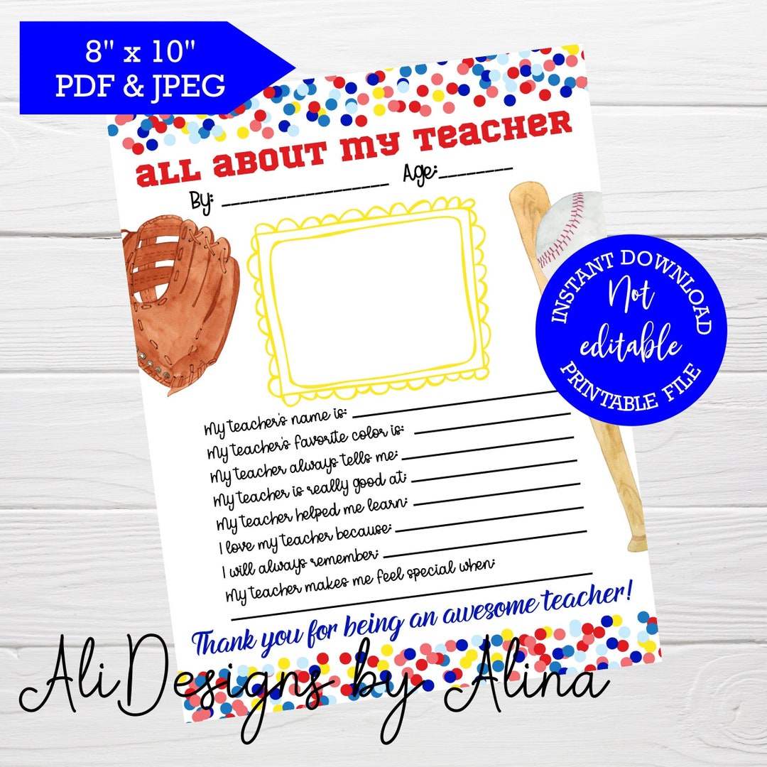 All About My Teacher PRINTABLE, Teacher Appreciation Week, Letter for ...