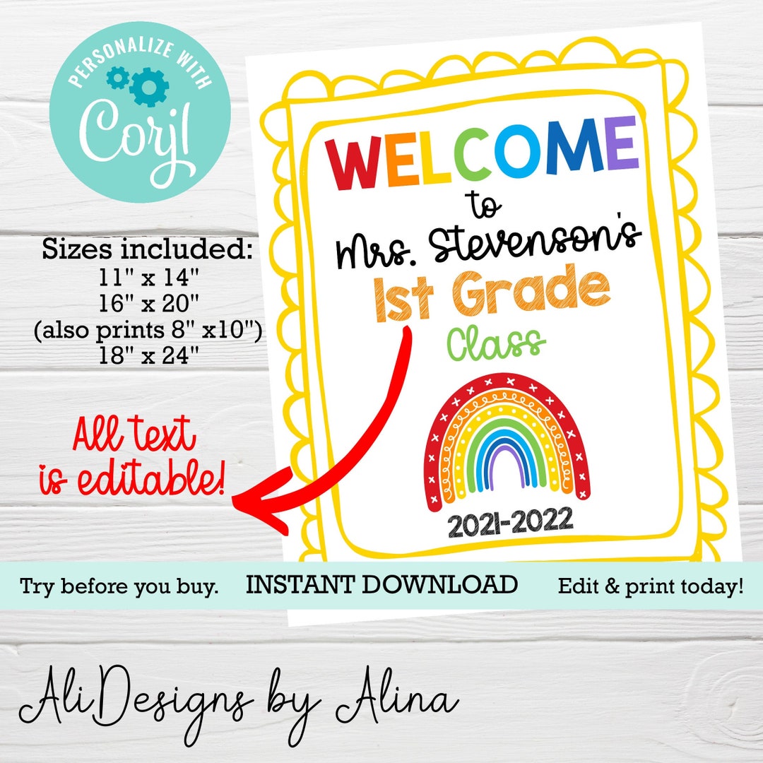 Welcome Back to School Sign, EDITABLE Template, Classroom Sign, INSTANT ...