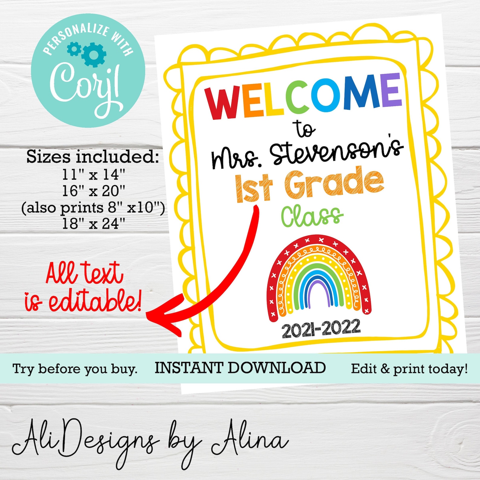 Welcome Back to School sign EDITABLE template Classroom | Etsy