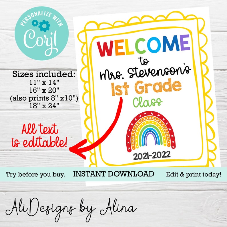 Welcome Back to School Sign EDITABLE Template Classroom - Etsy