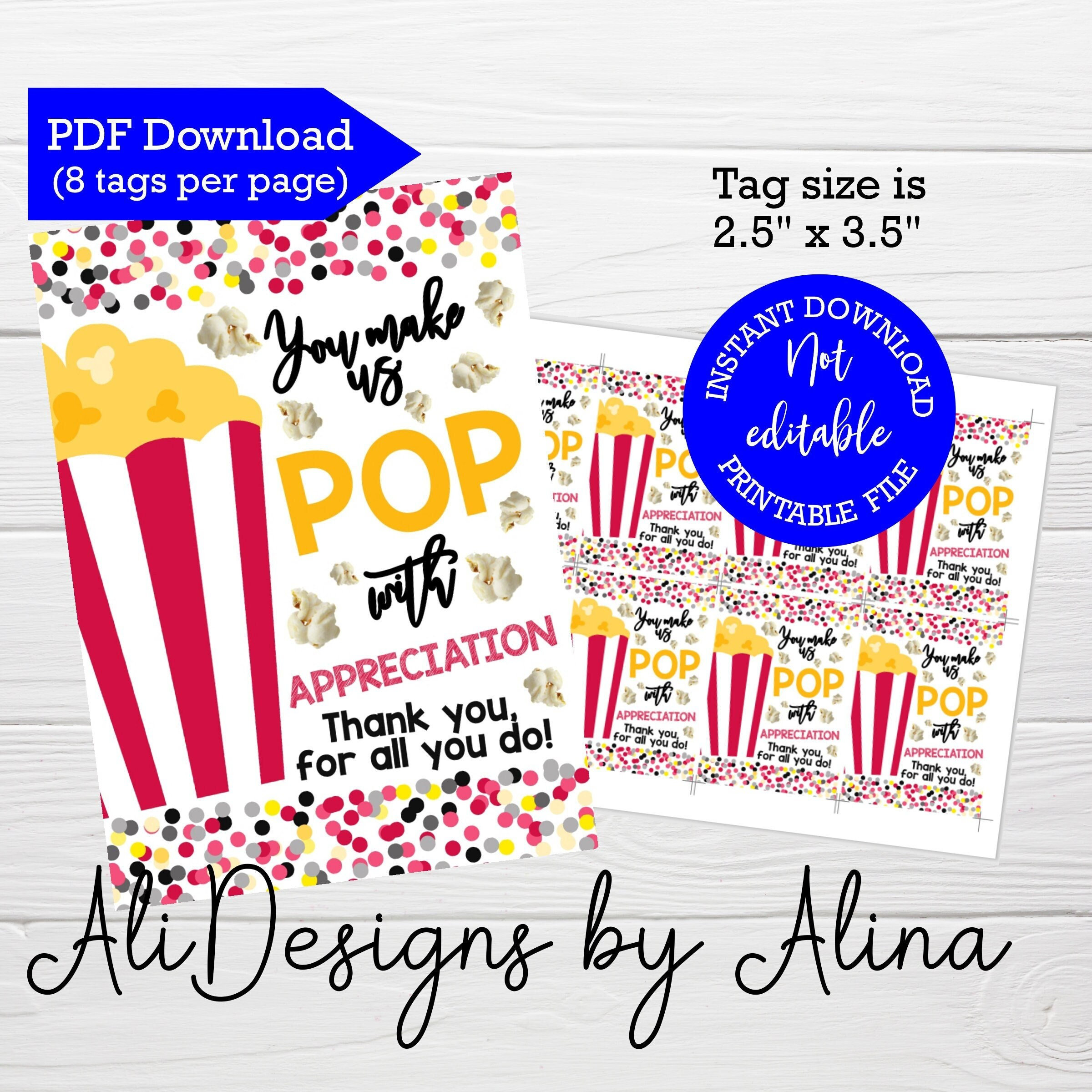 You Make Us Pop With Appreciation PRINTABLE Tags INSTANT | Etsy