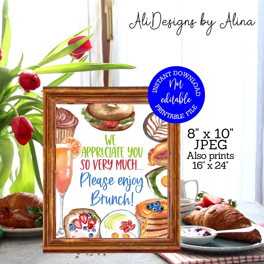 Breakfast Bar Sign, Teacher Staff Appreciation Brunch, Printable Sign ...