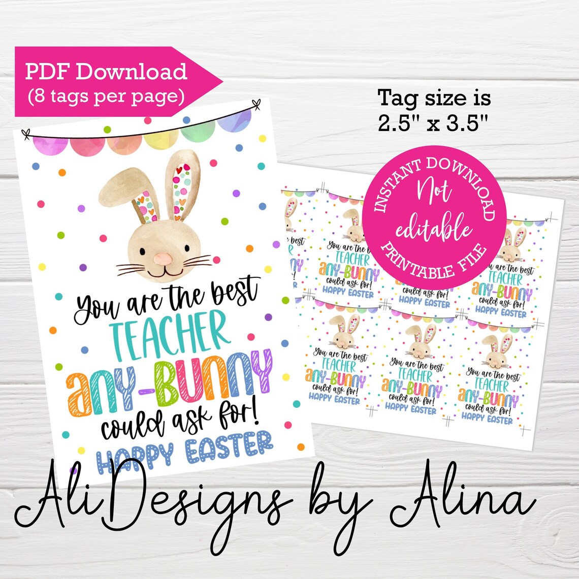 Easter Tag for Teacher, Best Teacher Any BUNNY Could Ask For, Teacher ...