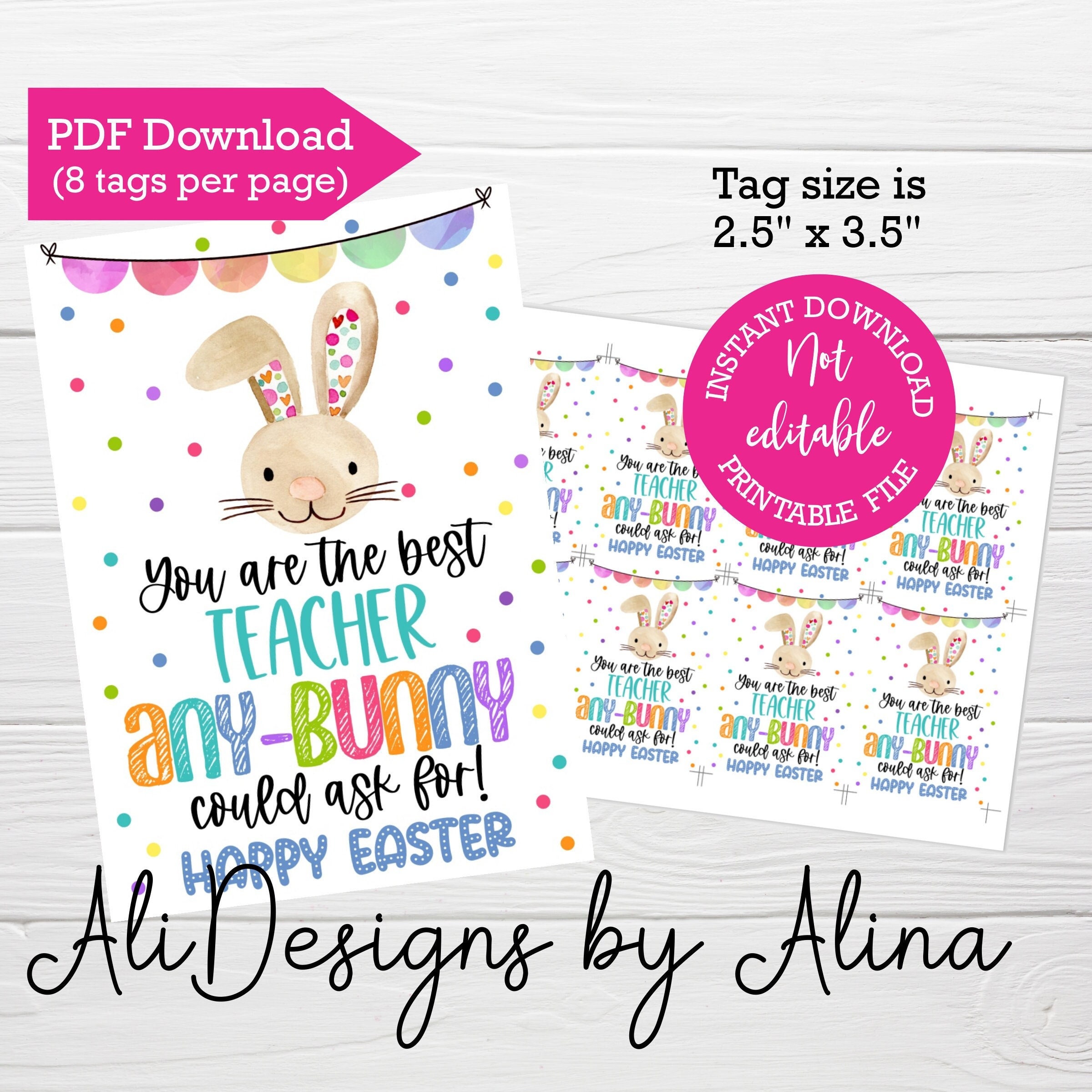Easter Tag for Teacher, Best Teacher Any BUNNY Could Ask For, Teacher ...
