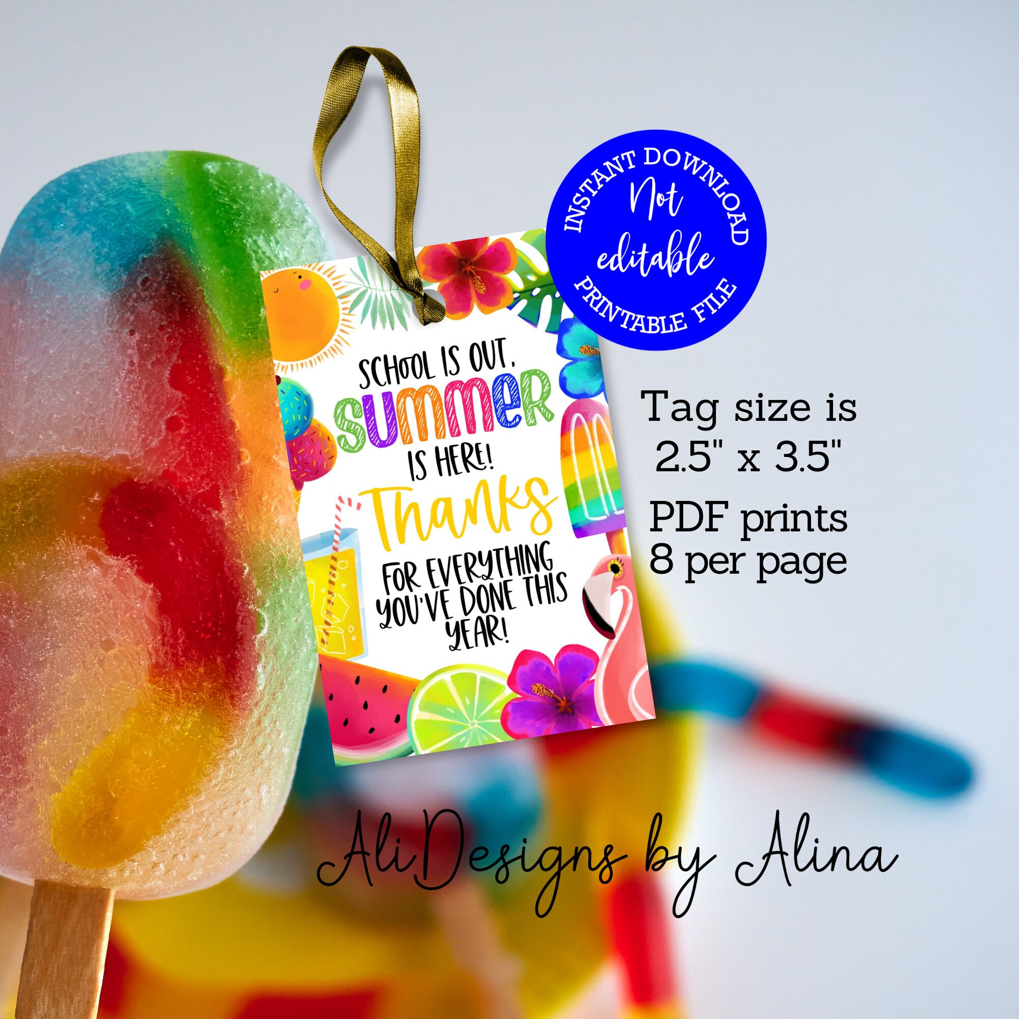 School is Out Summer is Here, Printable Tags, INSTANT Download, Gift ...