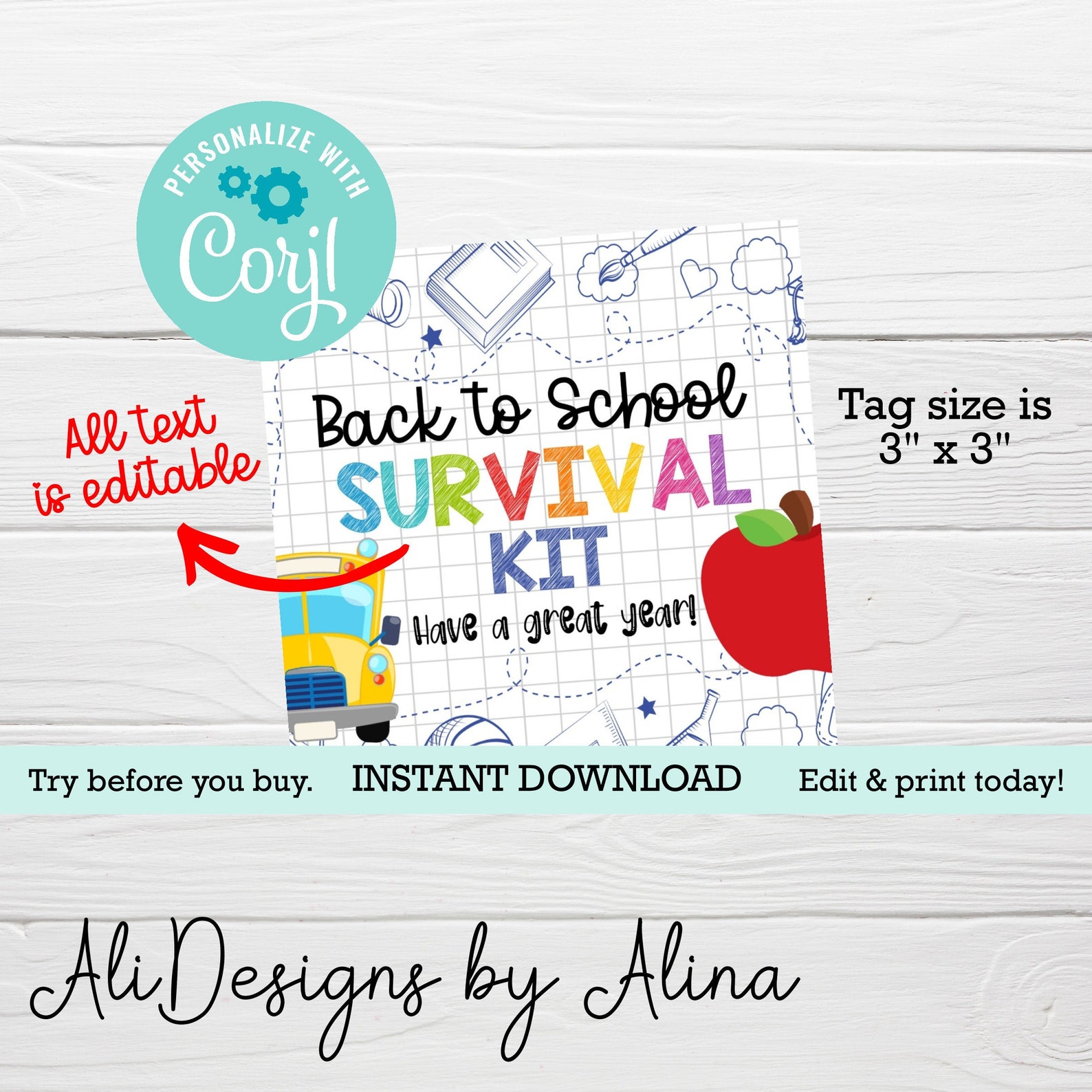 Survival Kit Labels Back to School Printable PTA PTO Open - Etsy
