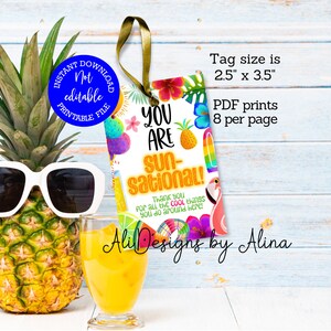 You Are Sunsational PRINTABLE Tags, Teacher Staff Appreciation Week ...