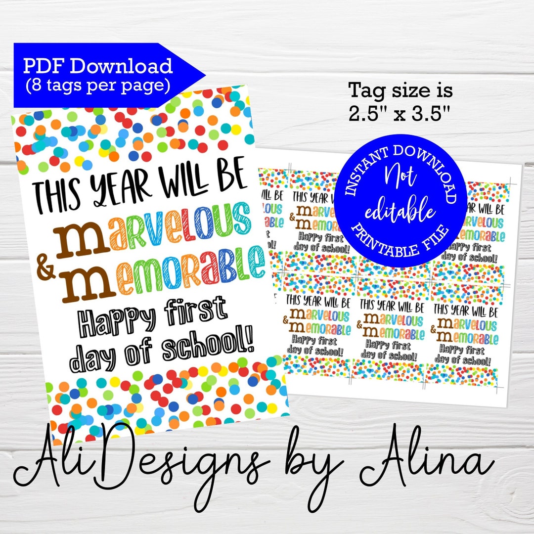 Happy First Day of School Tags, Tags for Chocolate, Welcome Back ...