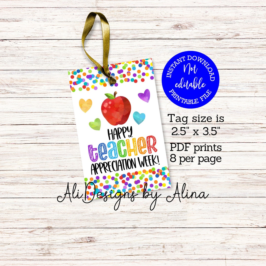 Happy Teacher Appreciation Week Gift Tags, Teacher Week, Team ...