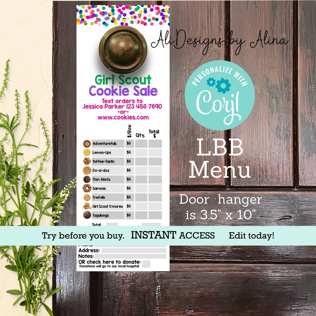 LBB Cookie Menu Printable Door Hanger 2024 Girl Scout Cookie - Etsy